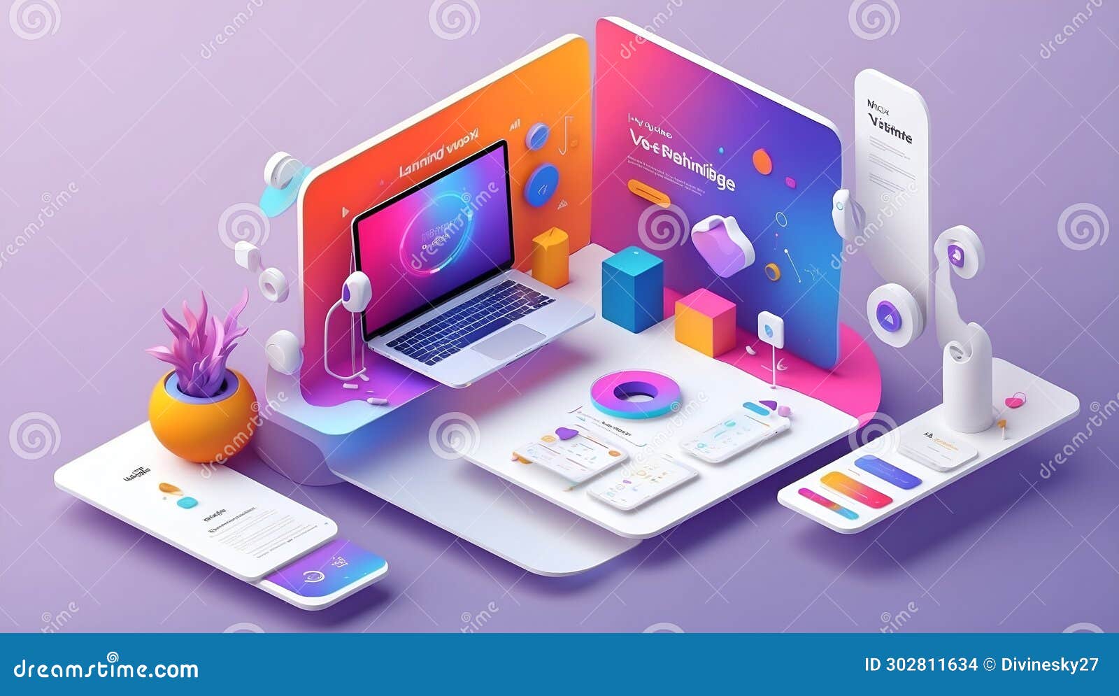 Dynamic Vector UI UX Solution. AI Generate Stock Illustration ...