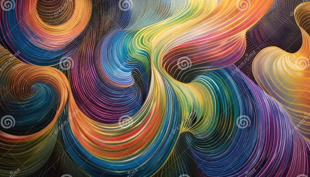 Abstract Waves Depict Vivid Colors and Dynamic Movements, Conveying ...