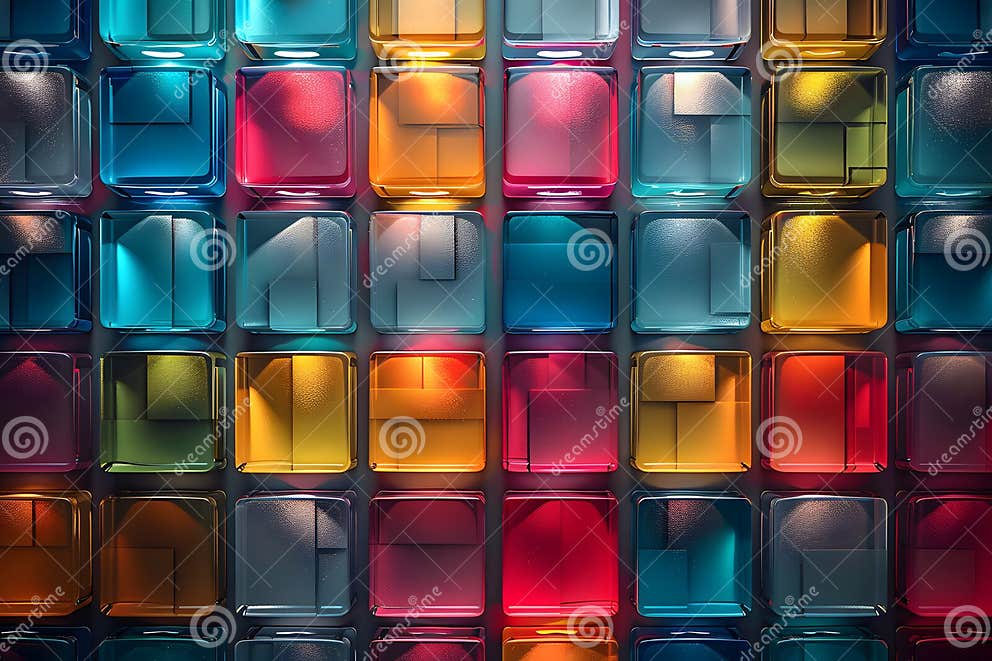 Vibrant Abstract Geometric Pattern with Colorful Glass Blocks for ...
