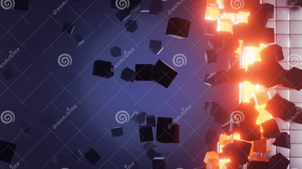 A Dynamic and Vibrant Explosion of Cubes Featuring Stunning Glowing ...