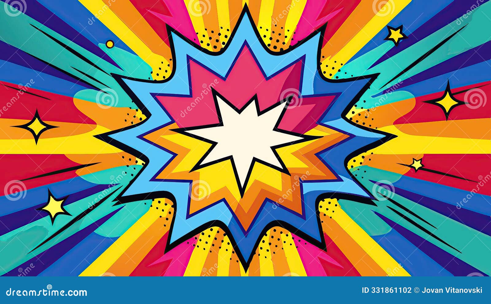 Vibrant Comic Book Explosion with Colorful Pop Art Patterns Stock ...