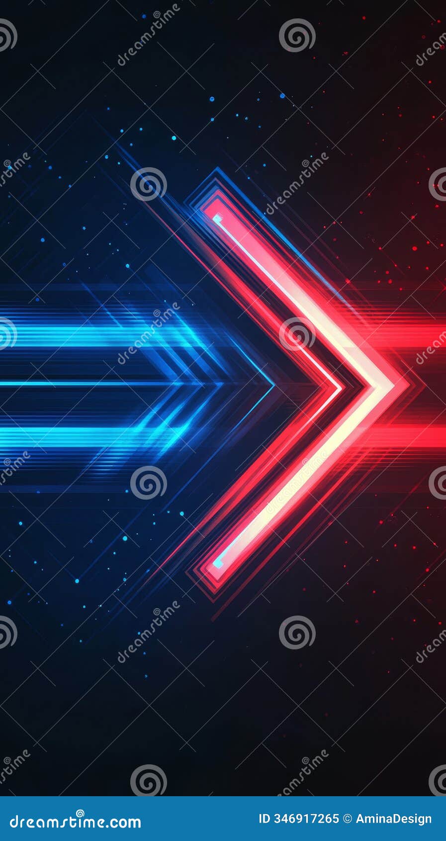 Dynamic and Vibrant Red and Blue Glowing Arrows on a Dark Background ...