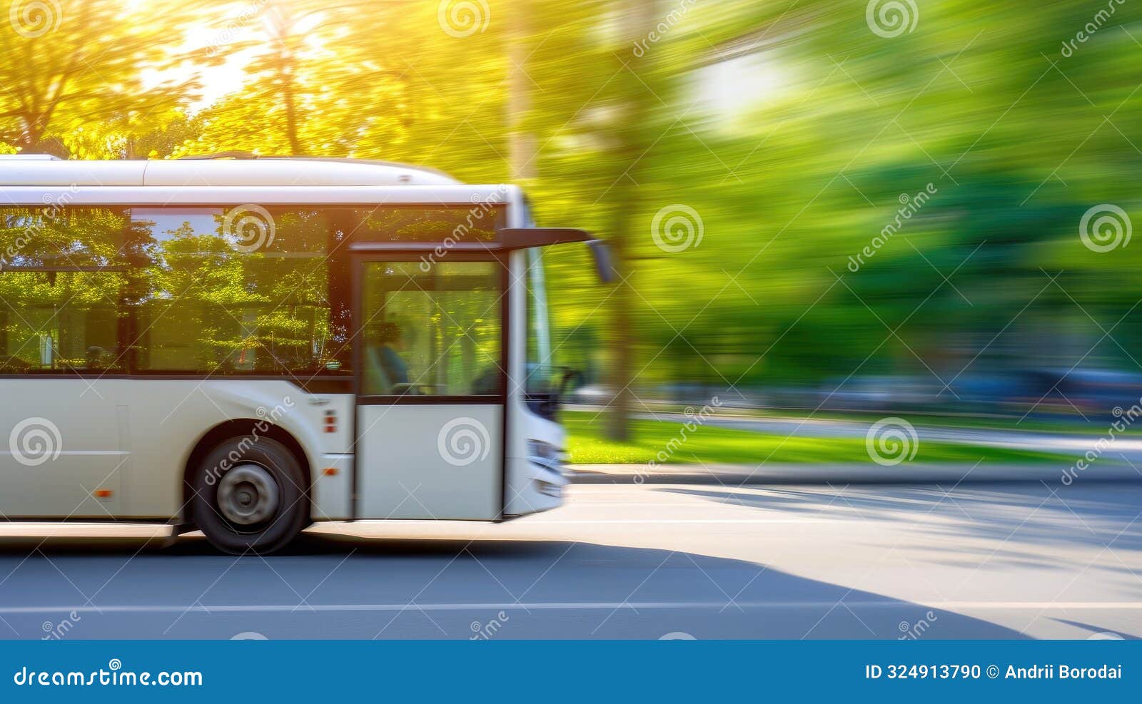 Dynamic View of White Tourist Bus in Natural Light. Stock Illustration ...