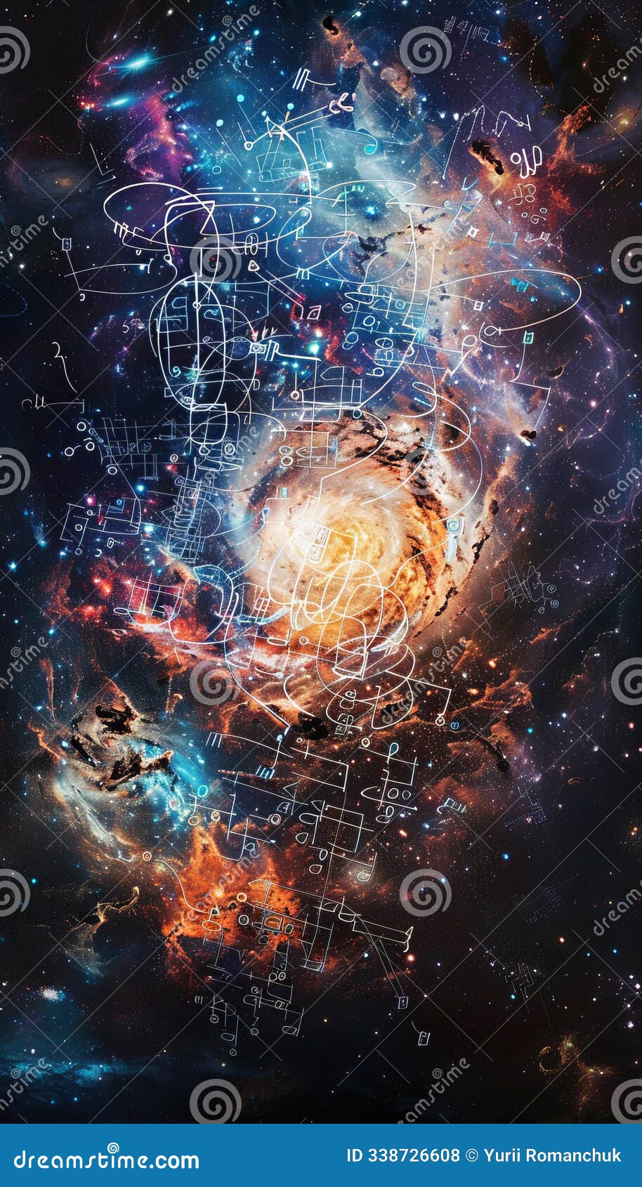 Dynamic Visual Of Expanding Universe Merging Mathematical Equations Of ...