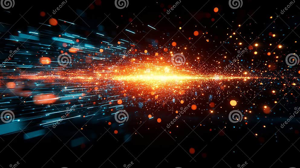 Dynamic Visual of Glowing Particles and Lines Accelerating through ...