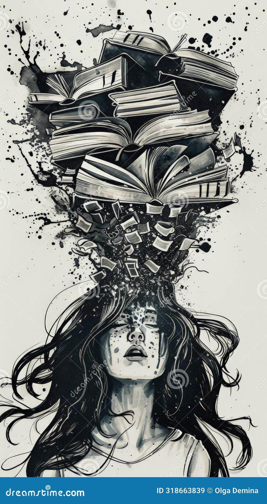 Dynamic Visual Metaphor of Learning and Knowledge, Depicting a Woman ...