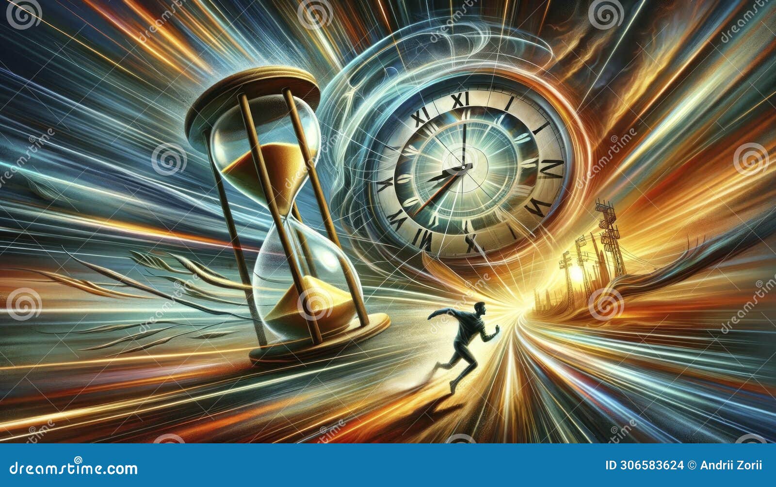 Dynamic Visual of Time Constraints with Hourglass and Clock Stock Photo ...