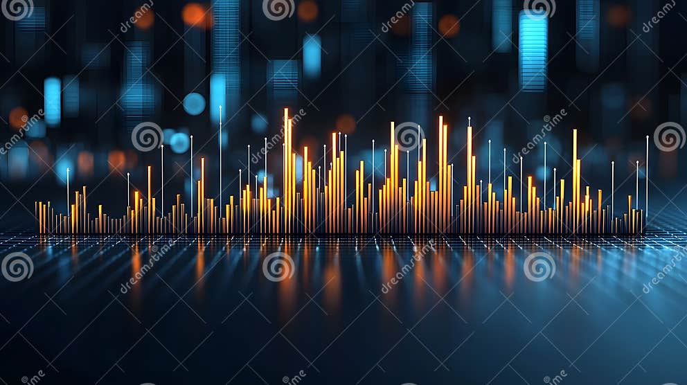 Dynamic Visualization of Data Metrics in a Blue and Orange Gradient ...