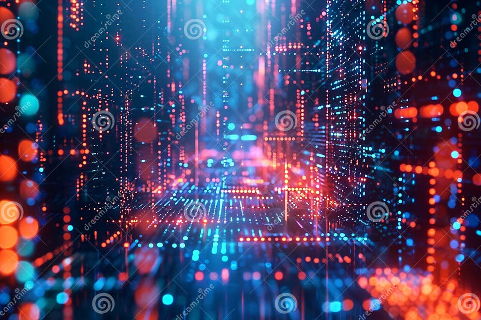 A Dynamic Visualization of a Futuristic Matrix with Pixelated Data ...