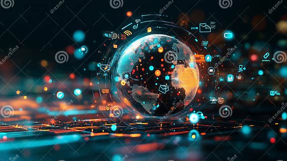 Global Digital Connectivity Concept Stock Illustration - Illustration ...