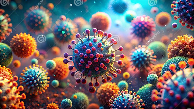 Dynamic Visualization of Virus Particles a Stylized Digital Render ...