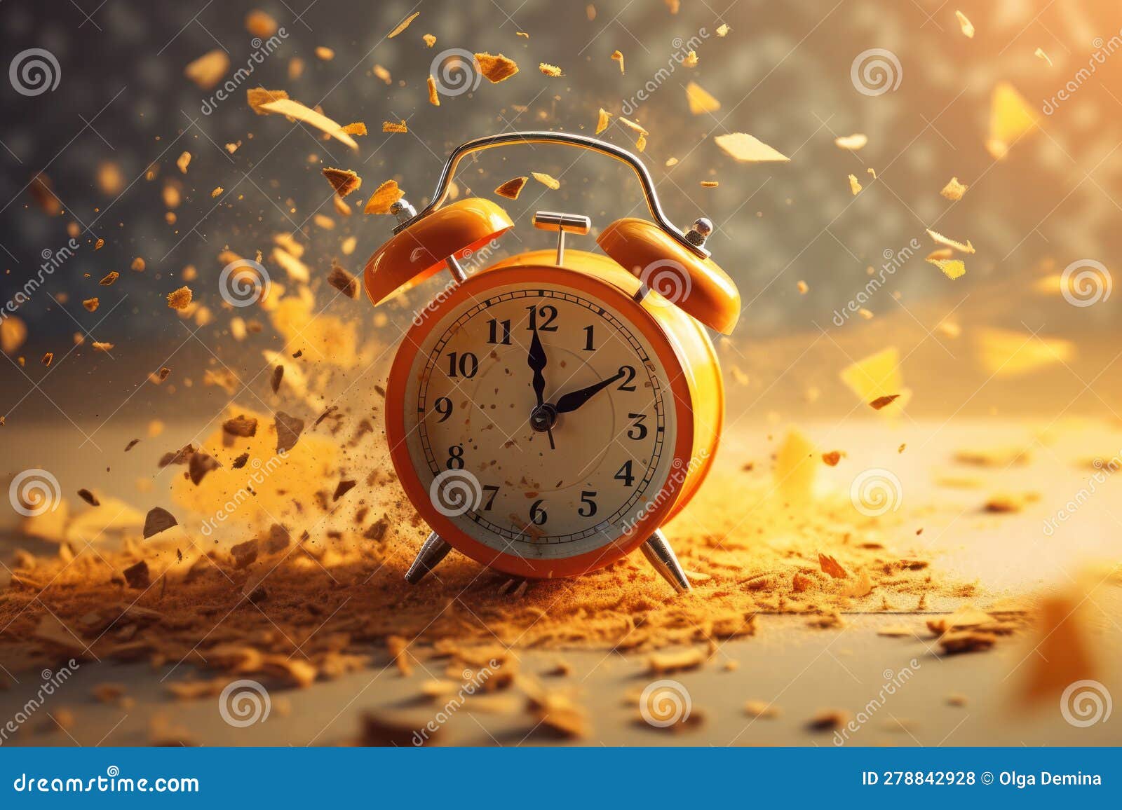 Dynamic Wake-up Call, Vintage Alarm Clock Ringing and Exploding into a ...