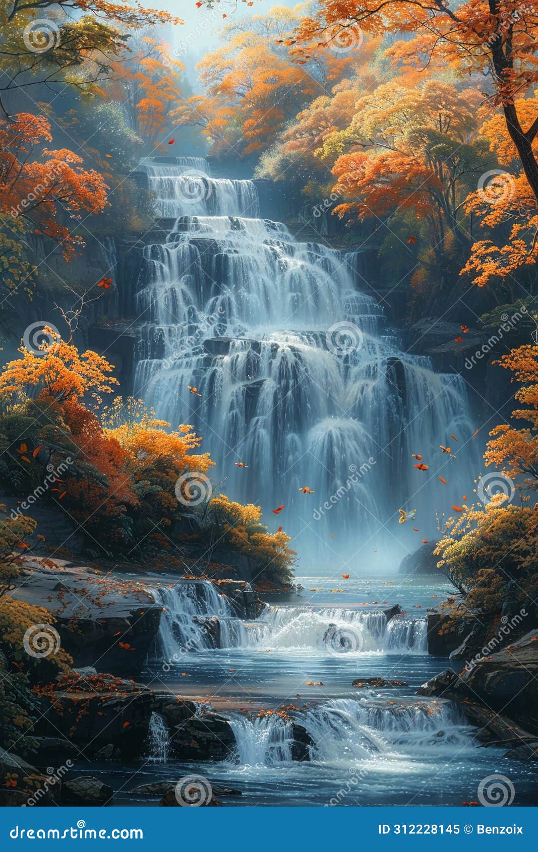 Dynamic Wallpapers with Cascading Waterfalls Stock Image - Image of ...
