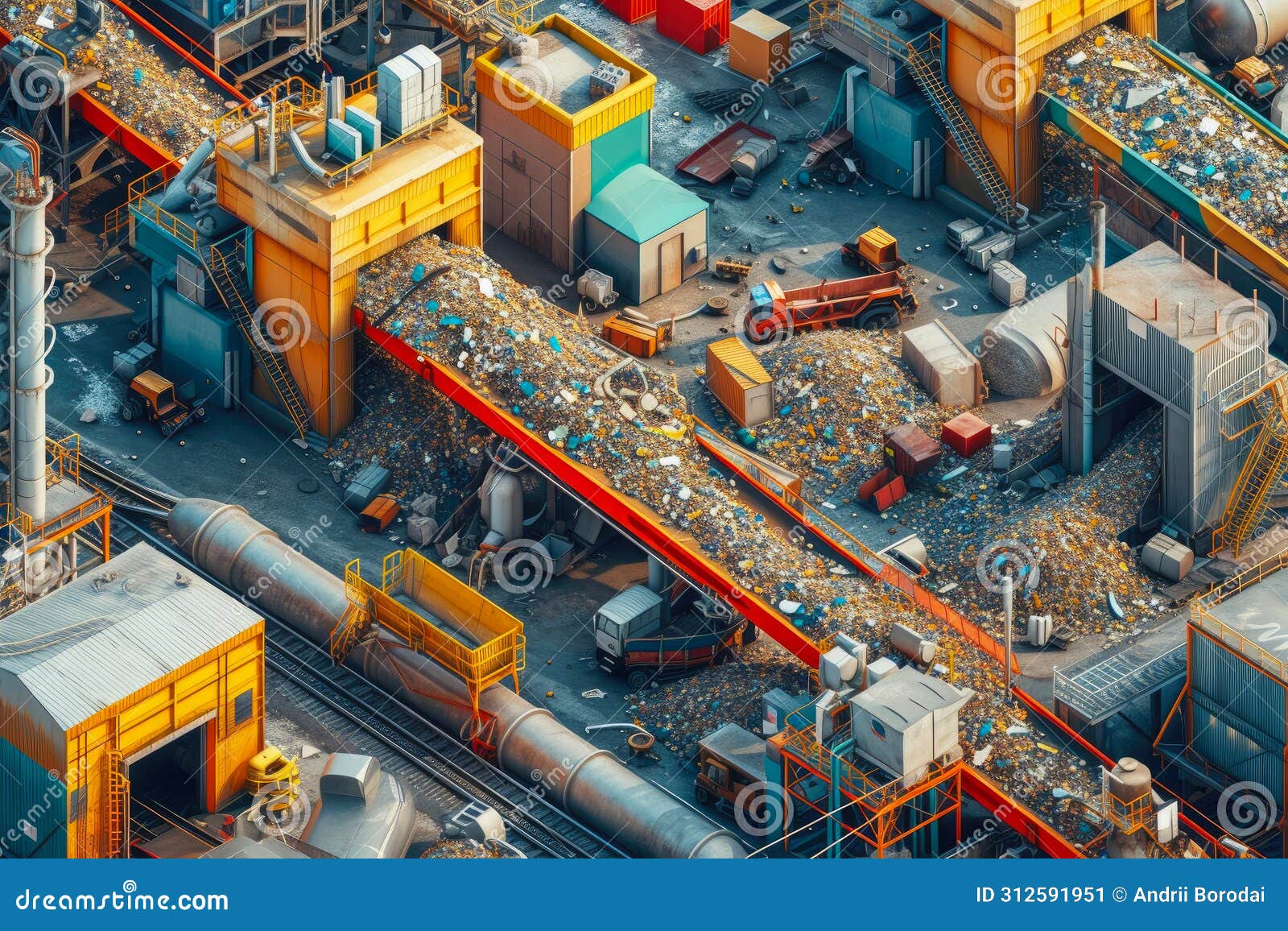 Dynamic Waste Sorting System in Full Operation. Stock Illustration ...