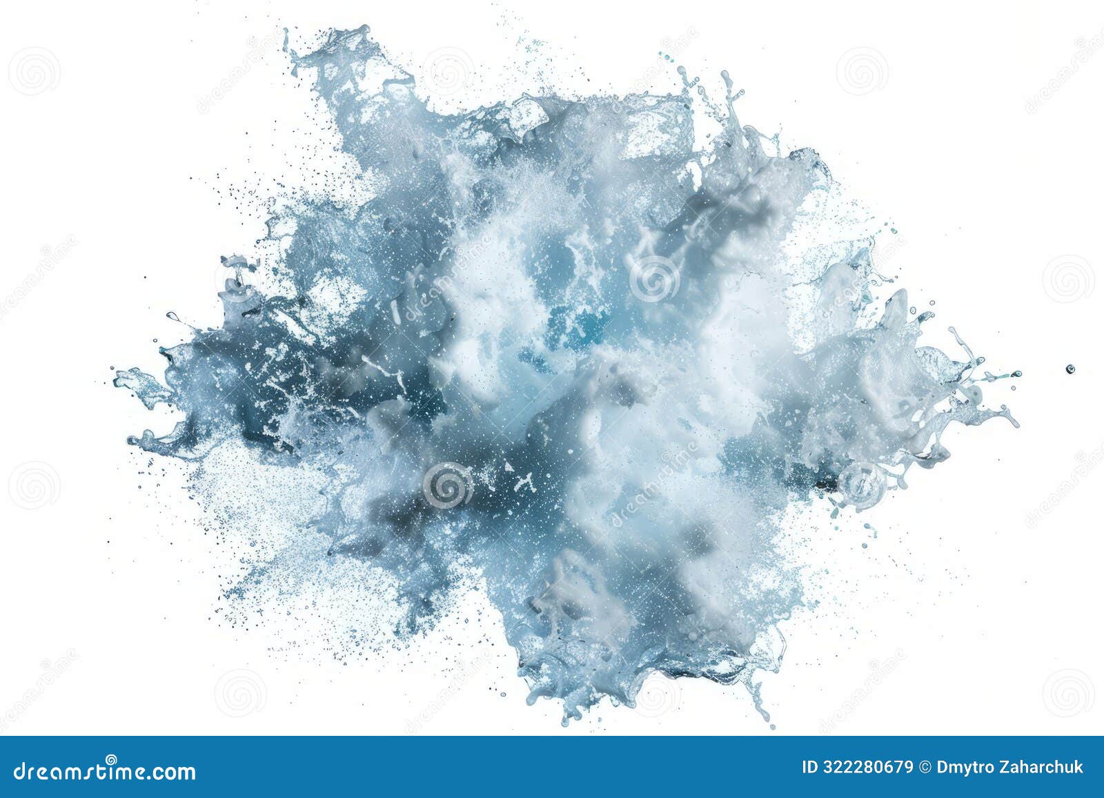 Dynamic Water Explosion Effect, Isolated on a White Background Stock ...