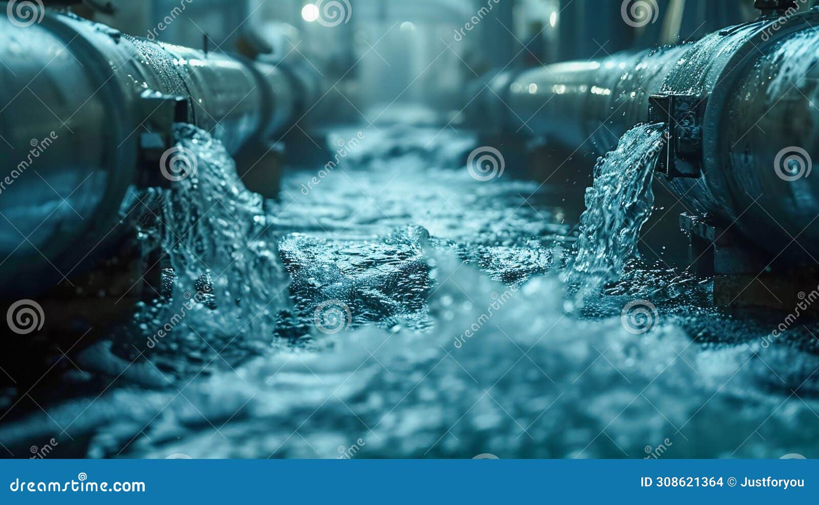 Dynamic Water Flow in Pipeline at Sunset. Generative Ai Stock ...