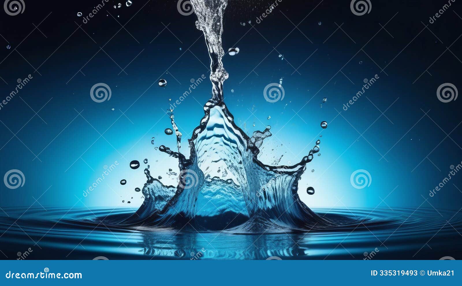 Dynamic Water Splash Against Deep Blue Background Capturing Motion and ...