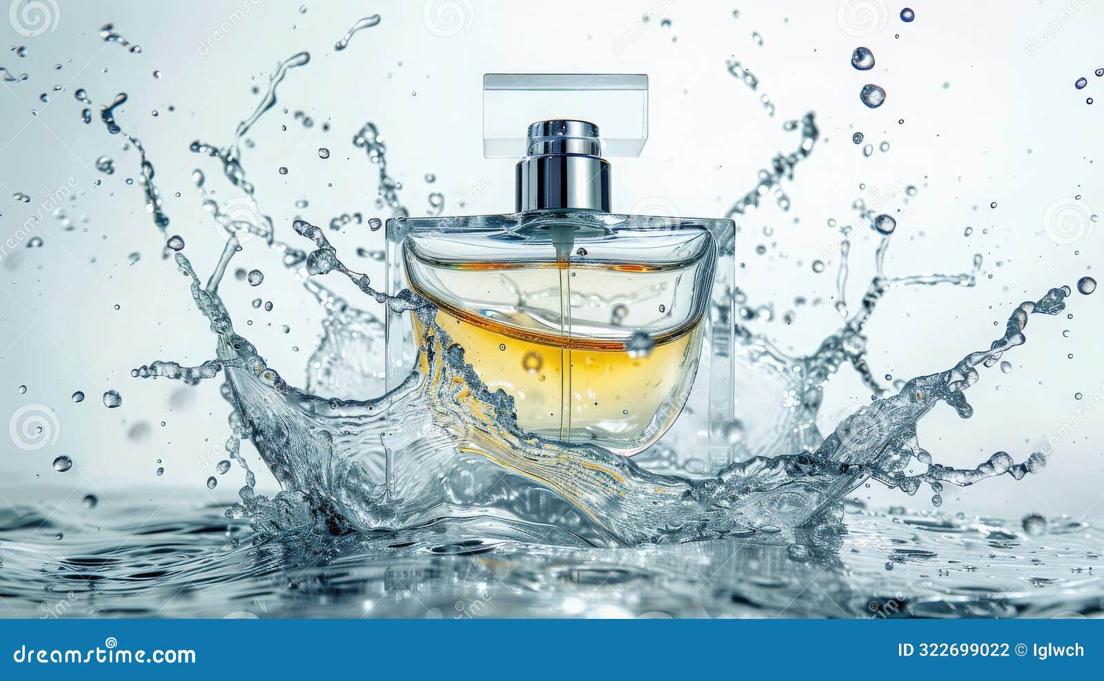 Dynamic Water Splash Around Modern Perfume Bottle Stock Photo - Image ...