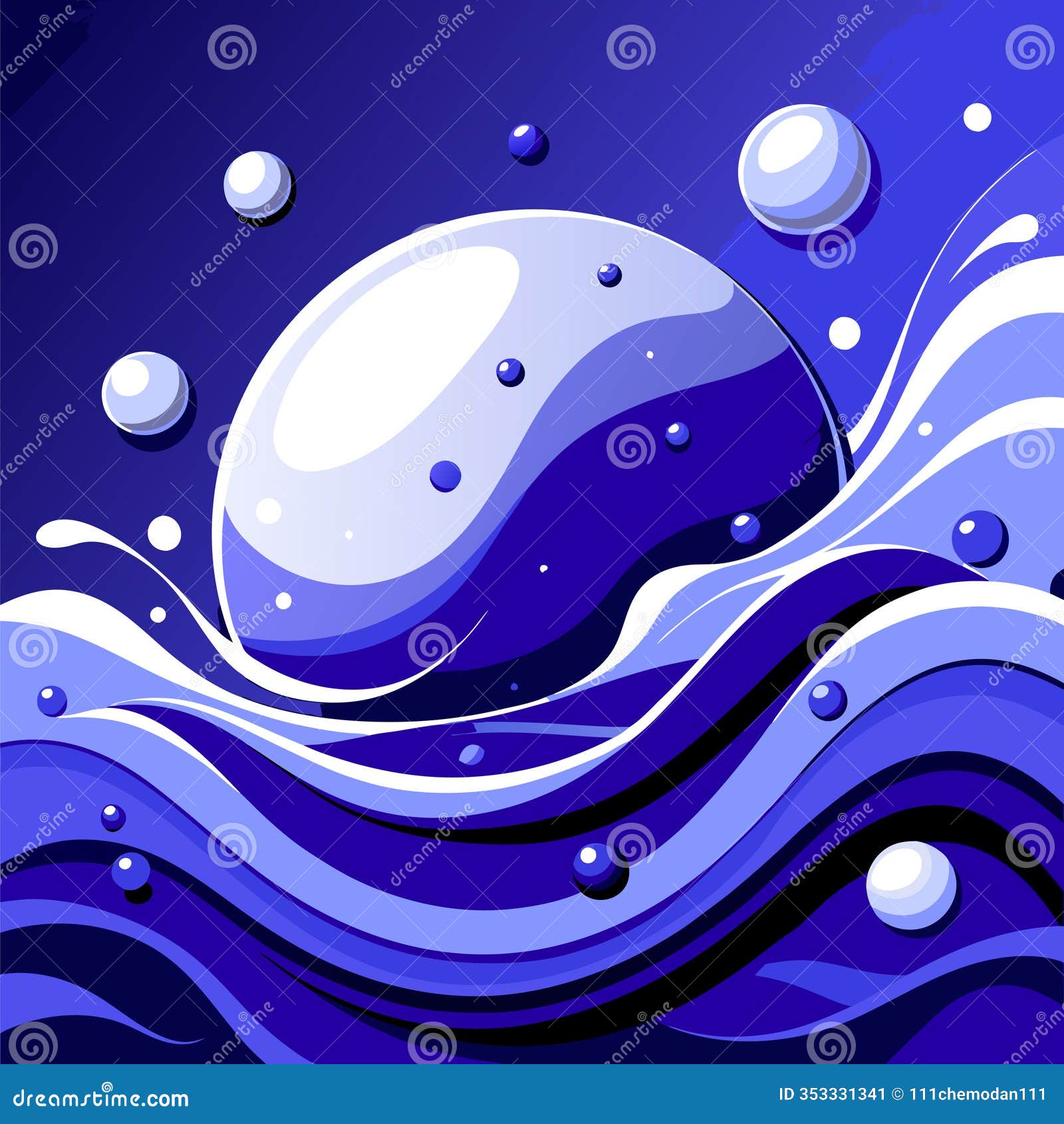 Dynamic Water Splash with Blue and White Bubbles in Fluid Movement ...