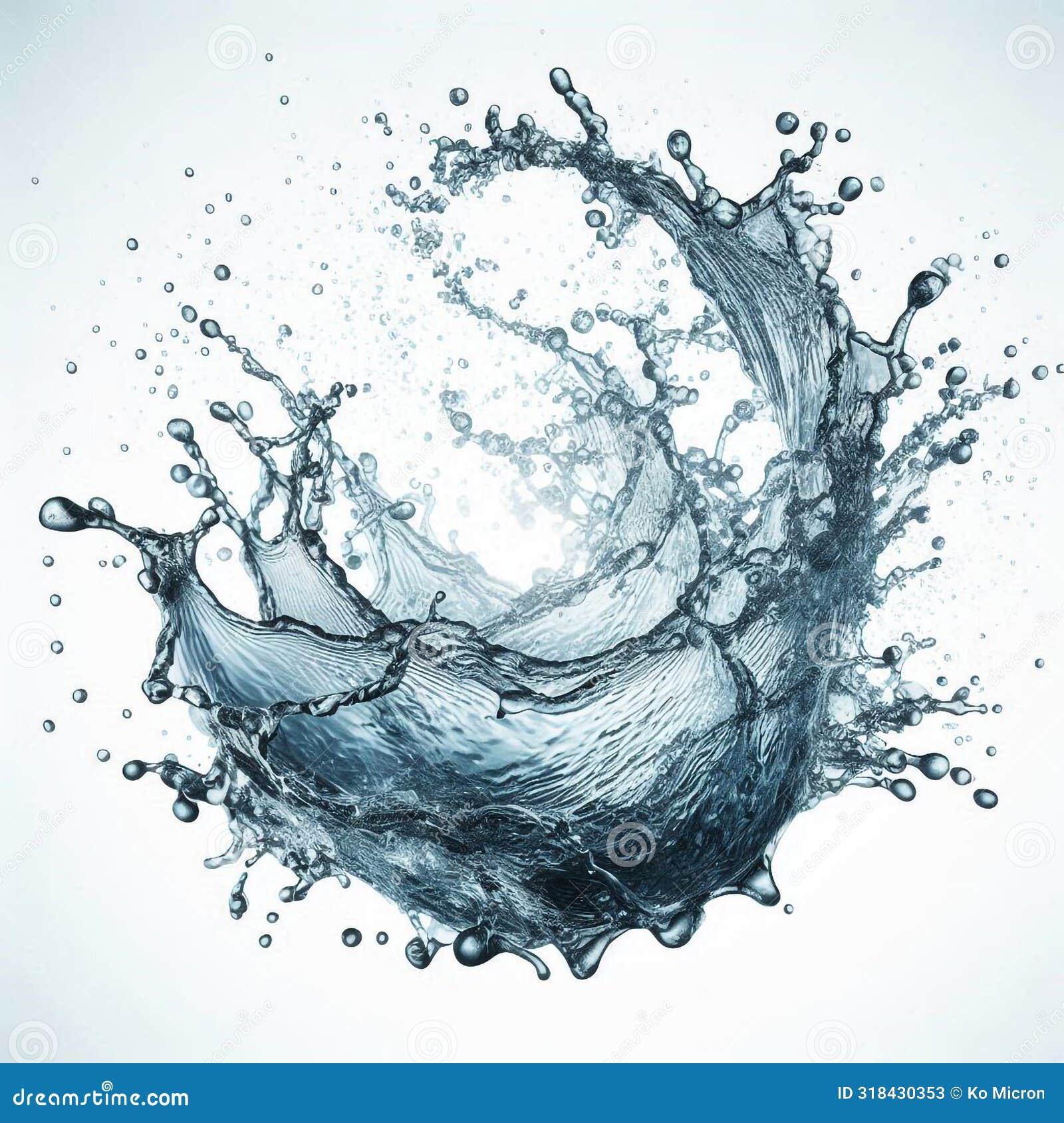 Dynamic Water Splash Isolated on White Background Stock Illustration ...