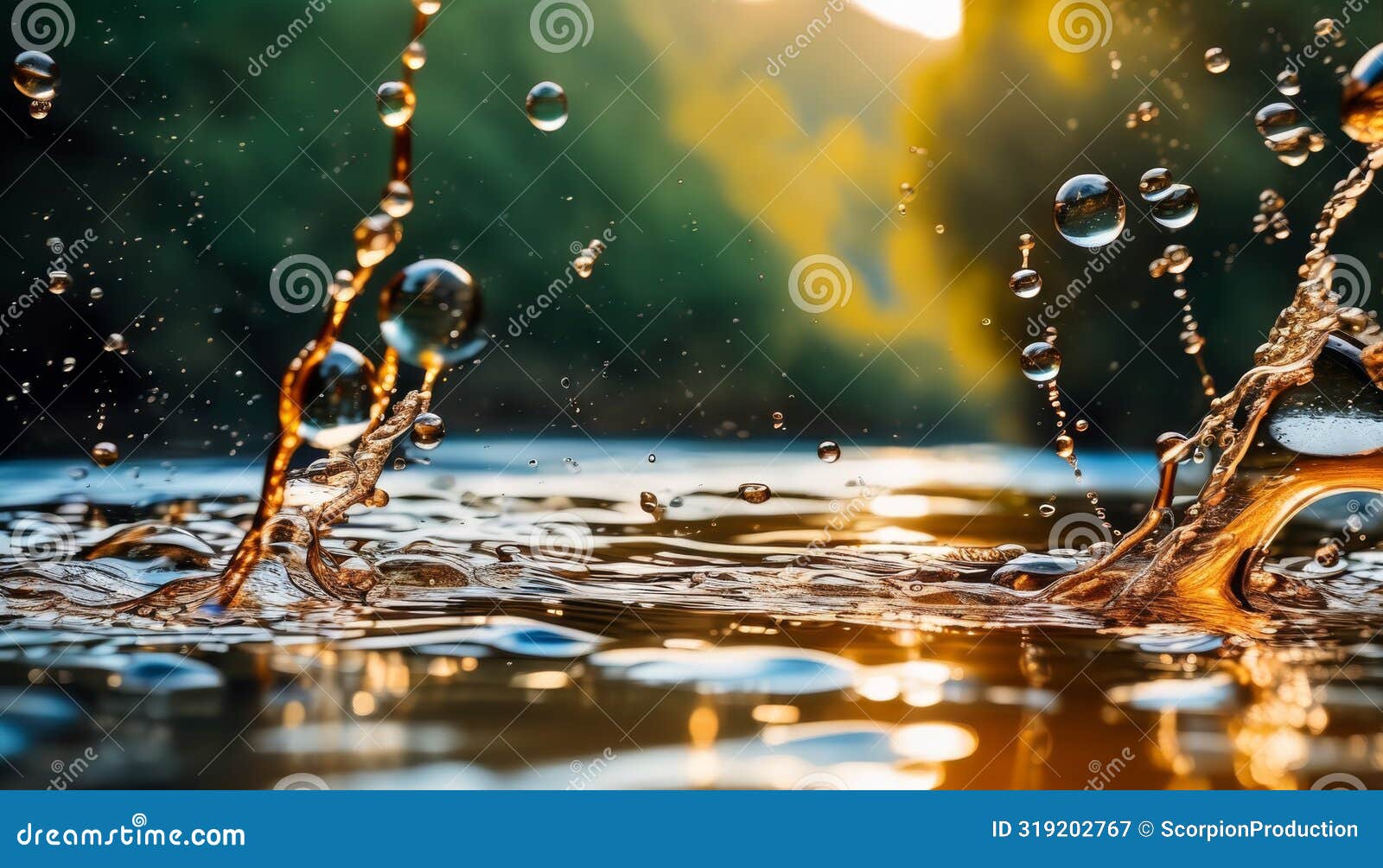 Dynamic Water Splash at Sunset Stock Image - Image of scenic, closeup ...