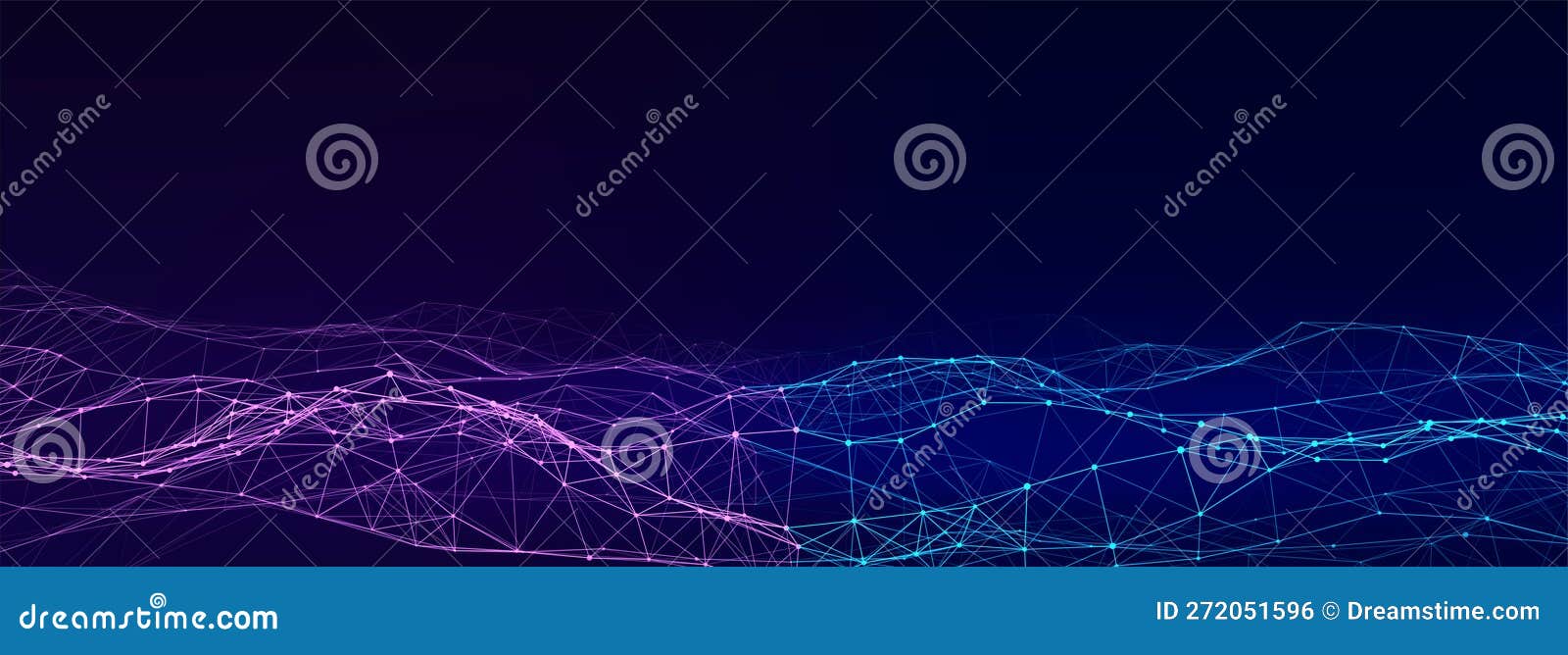 Dynamic Wave with Connected Dots and Lines. Digital Wave Background Concept. Abstract Technology ...