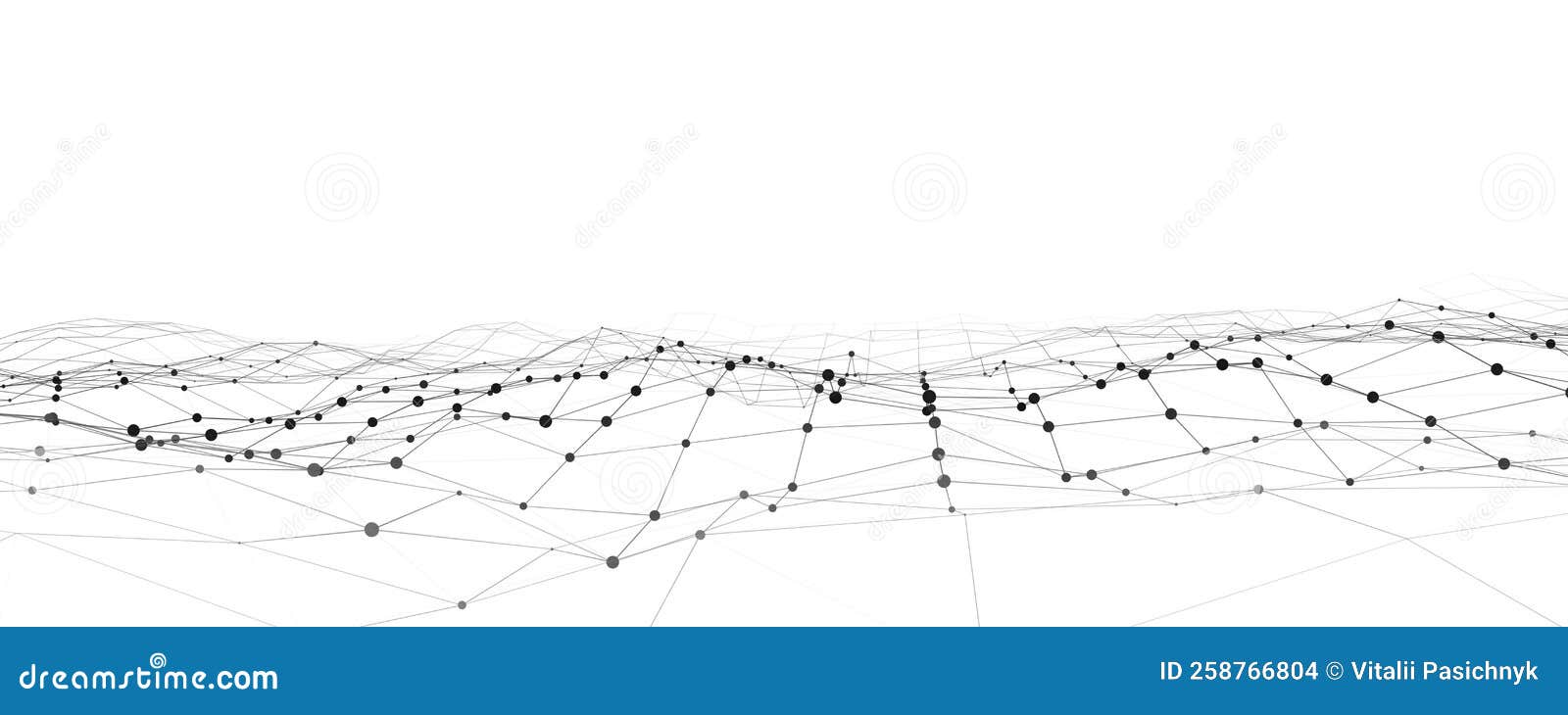 Dynamic Wave with Connected Dots and Lines on a White Background ...