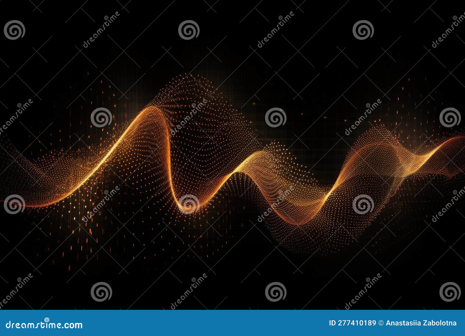 Dynamic Wave Elements of Orange Dots on a Black Background. Generative ...