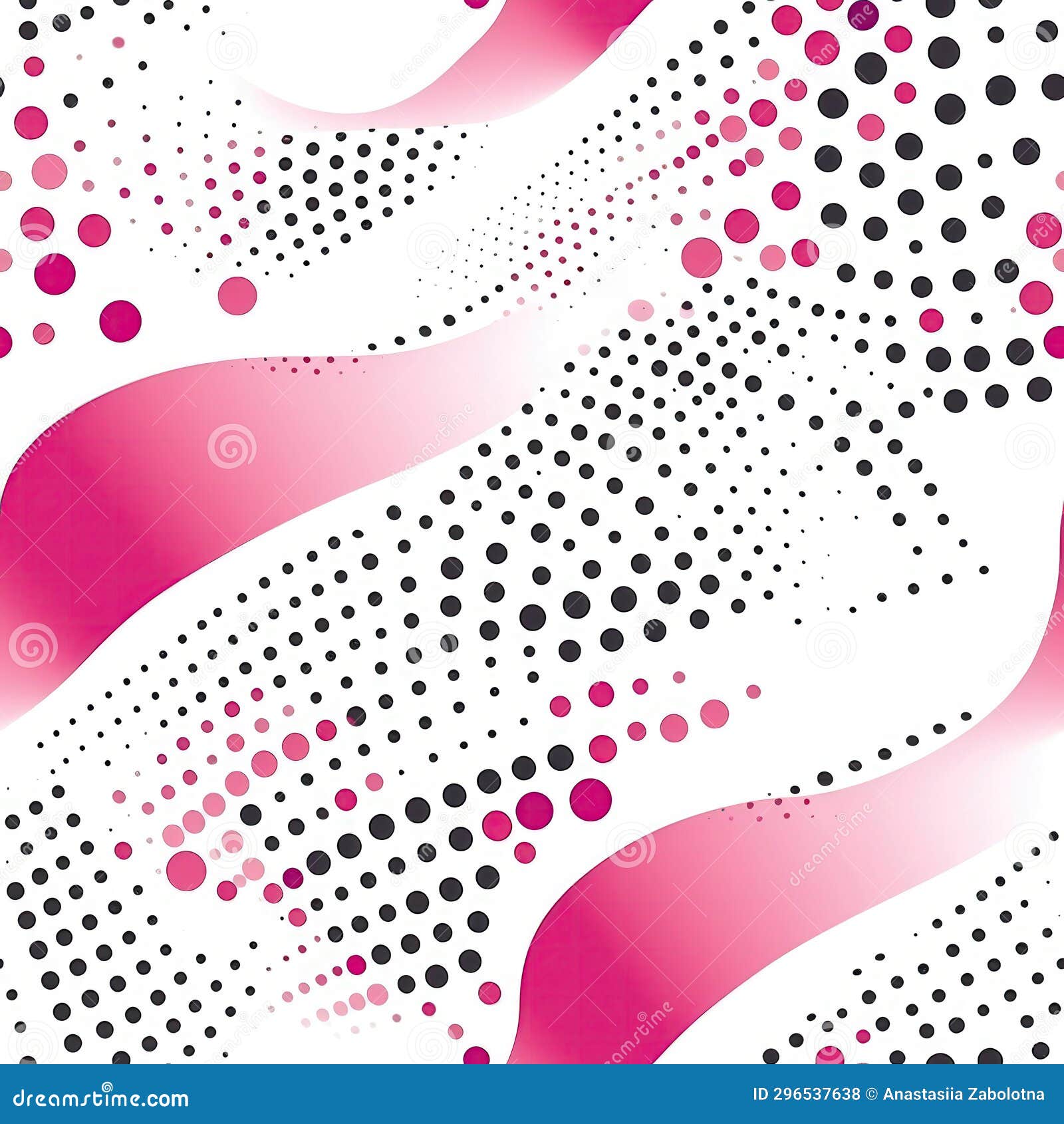 Dynamic Wave Elements of Pink Dots on White Background. Seamless ...