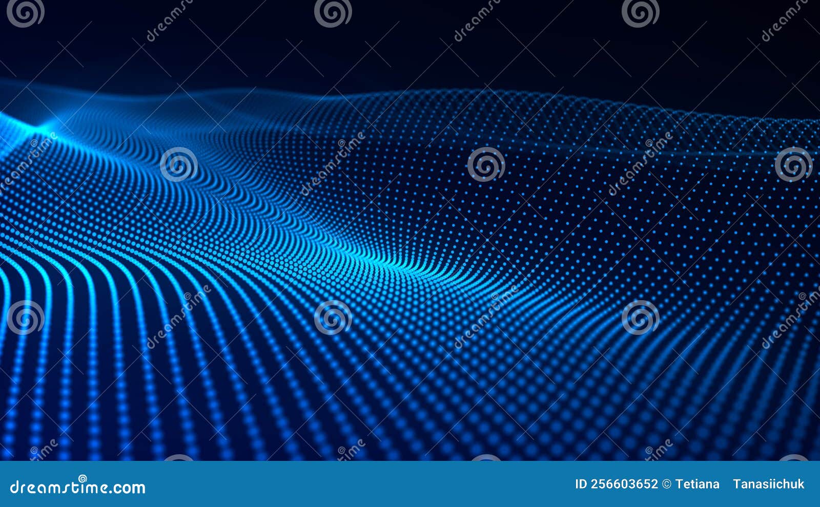 Dynamic Wave of Glowing Particles. Data Flow Information. Concept of ...