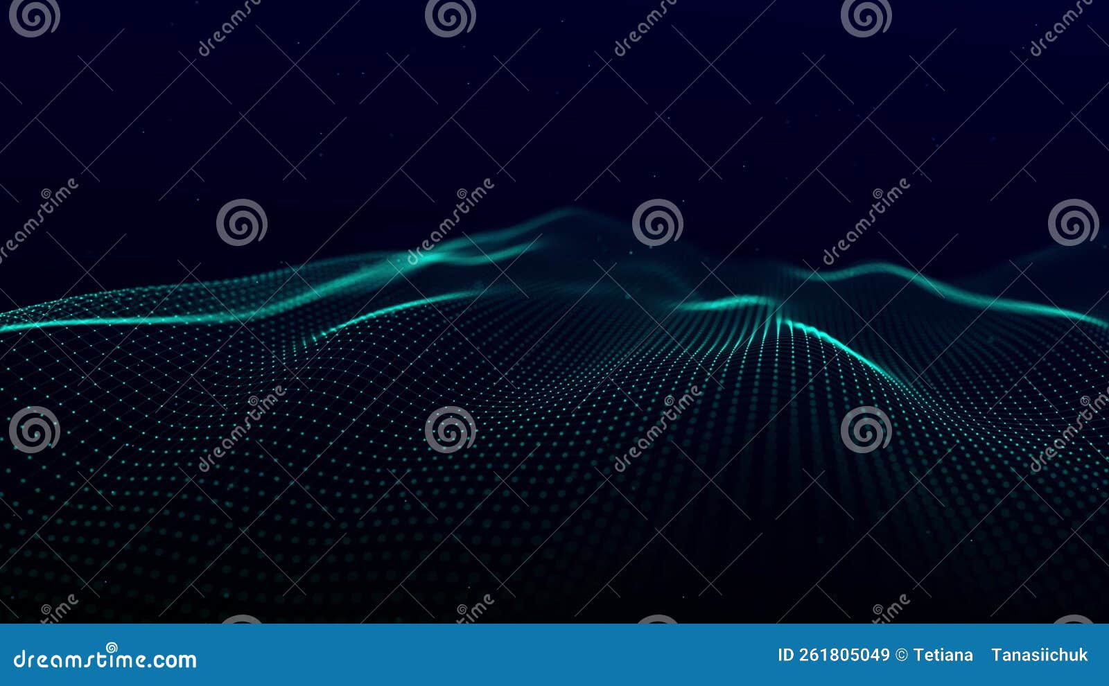 Dynamic Wave of Glowing Particles. Data Flow Information. Concept of ...