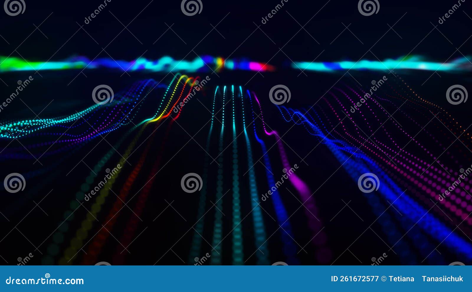 Dynamic Wave of Glowing Particles. Data Flow Information. Concept of ...