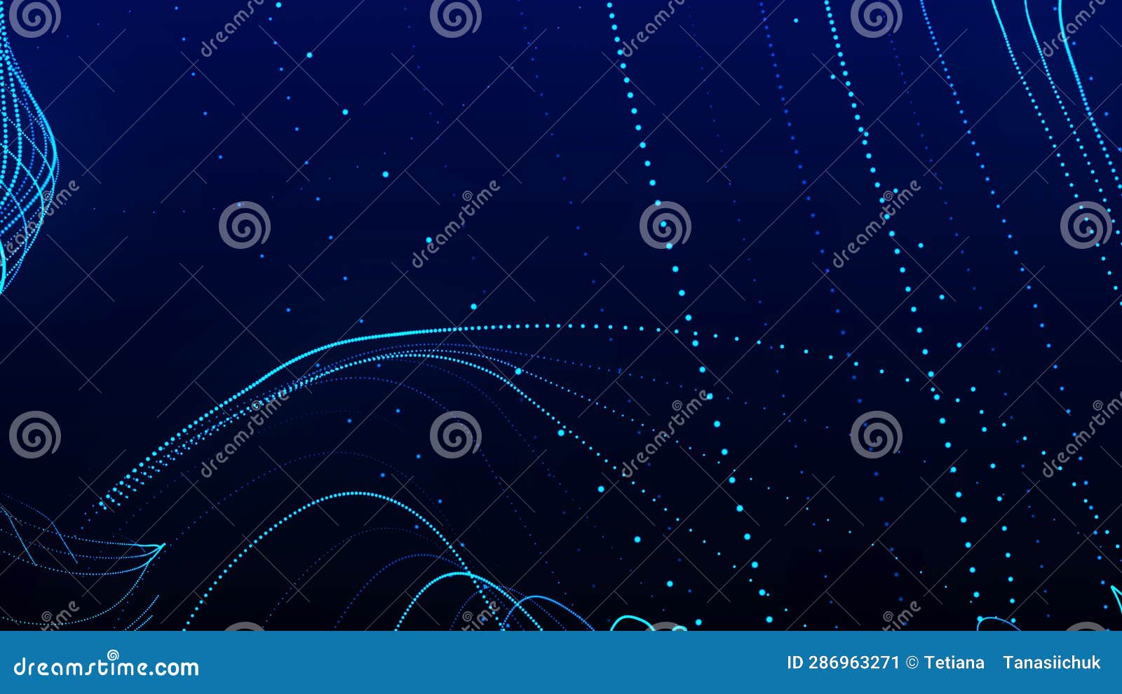 Dynamic Wave of Glowing Particles. Data Flow Information. Concept of ...