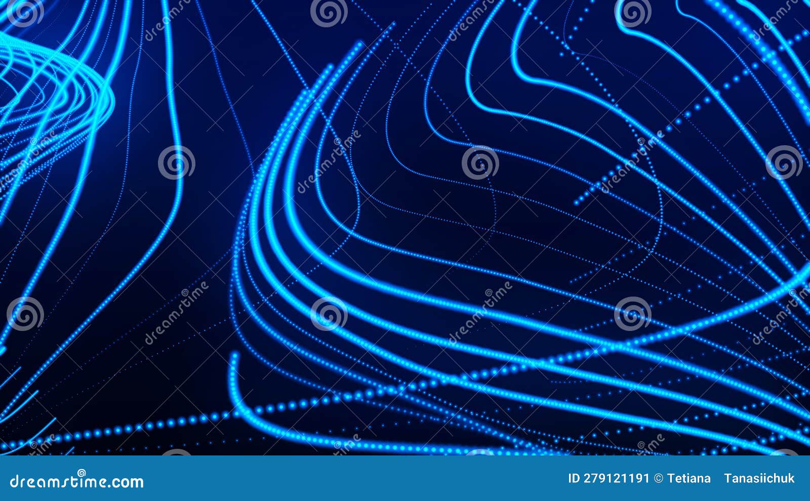 Dynamic Wave of Glowing Particles. Data Flow Information. Concept of ...