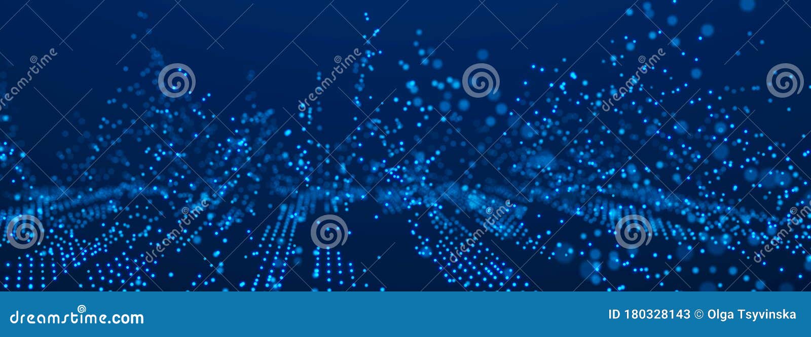 Dynamic Wave of Glowing Particles. Digital Technology Background Stock ...