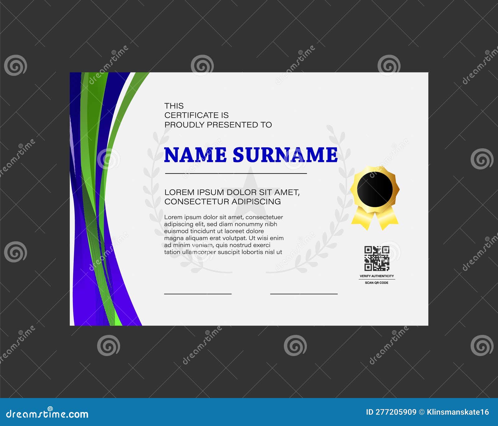Dynamic Wave Green and Blue Achievement Award Certificate Background ...