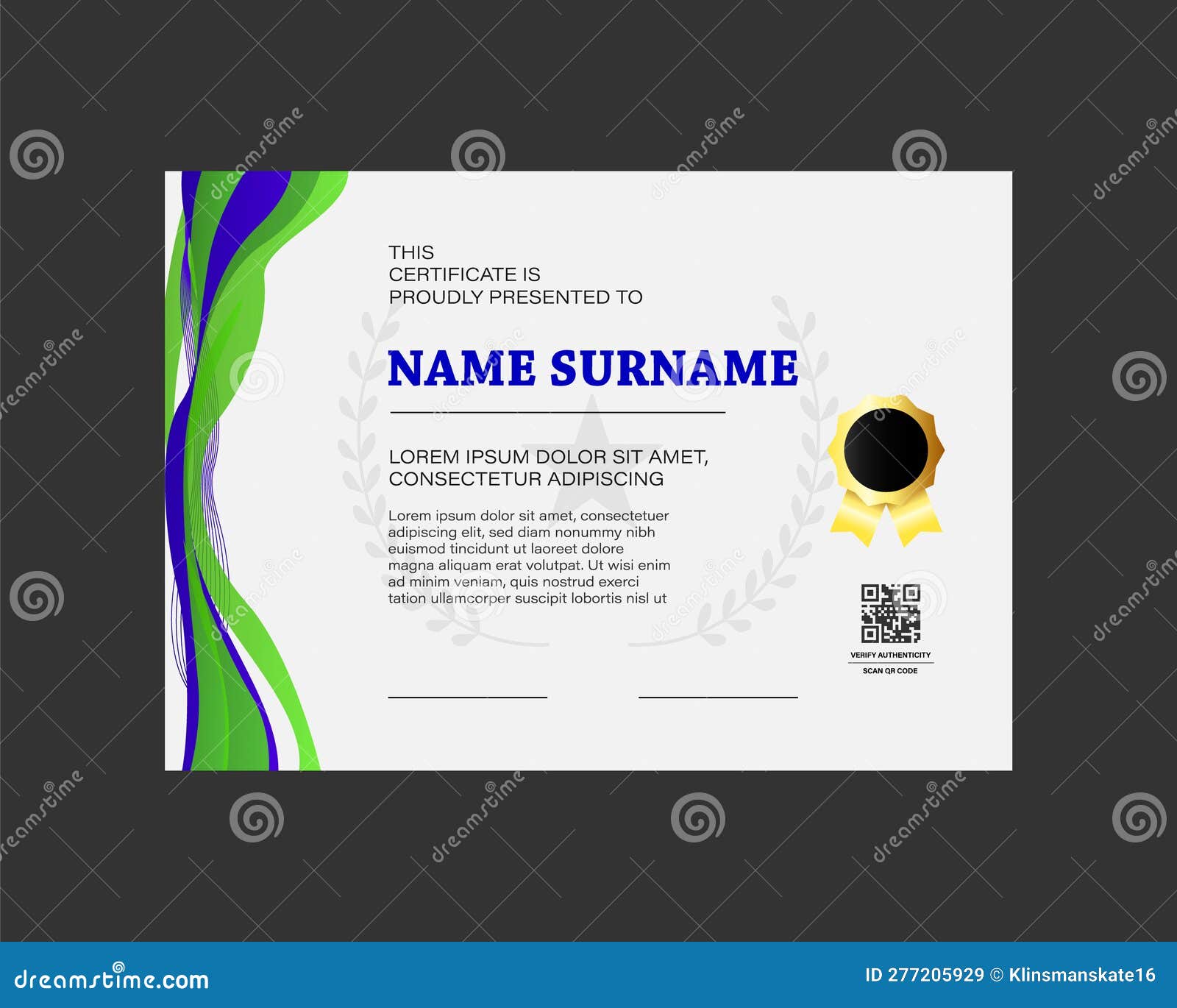 Dynamic Wave Green and Blue Achievement Award Certificate Design Stock ...