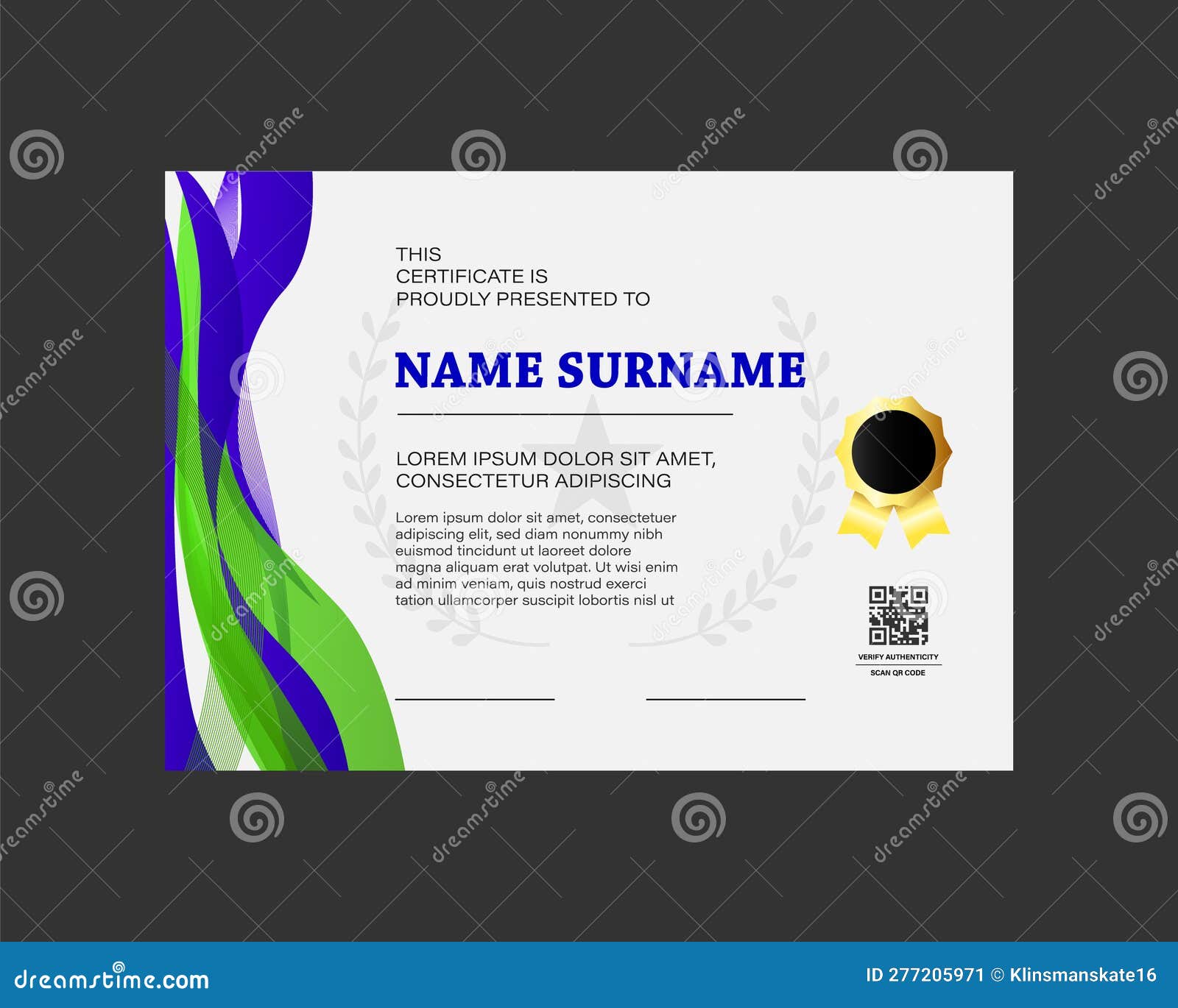 Dynamic Wave Green and Blue Achievement Award Certificate Template ...
