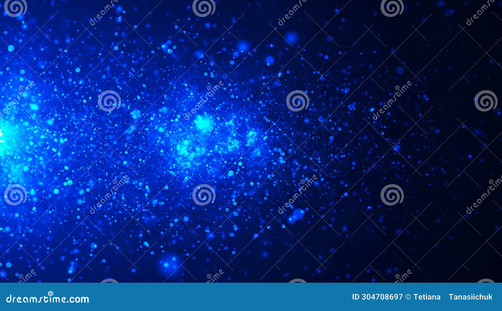 A Dynamic Wave of Luminous Particles Flying Horizontally. Sparkling ...