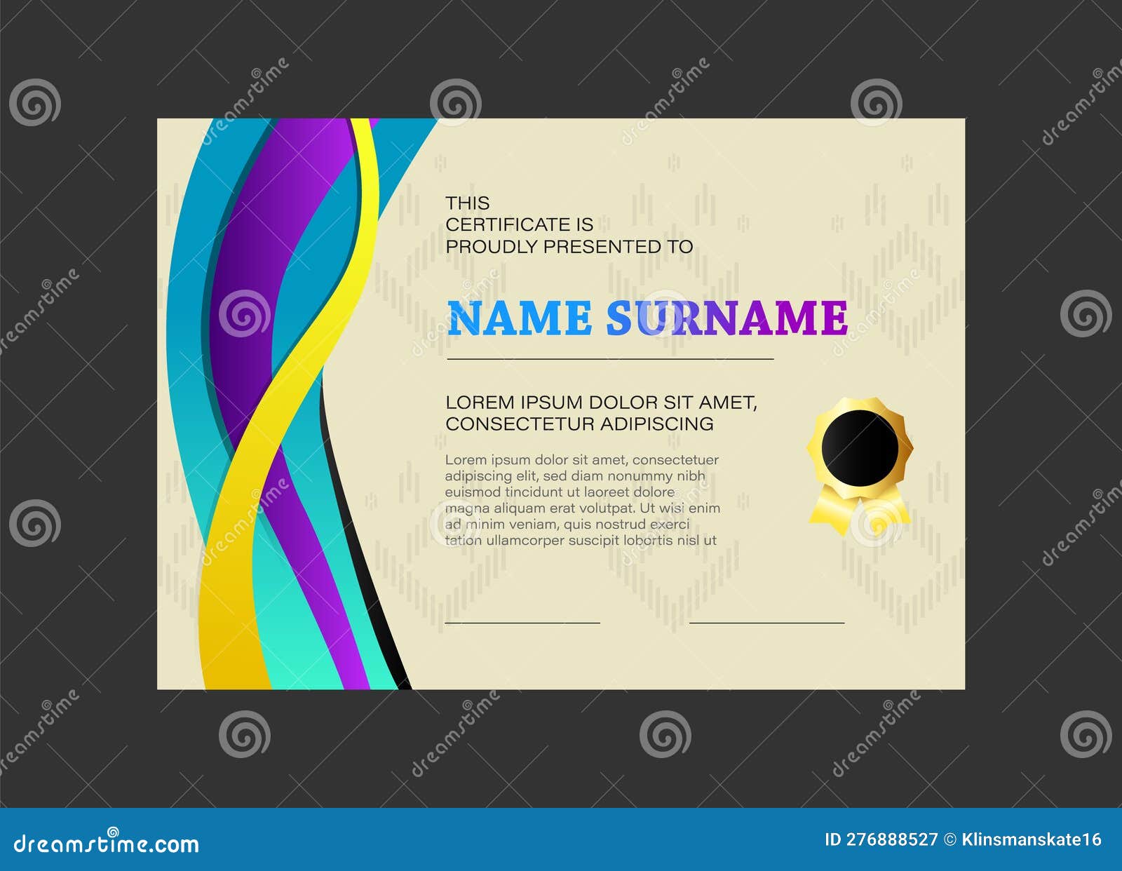 Dynamic Wave Modern Achievement Award Certificate Template Stock Vector ...