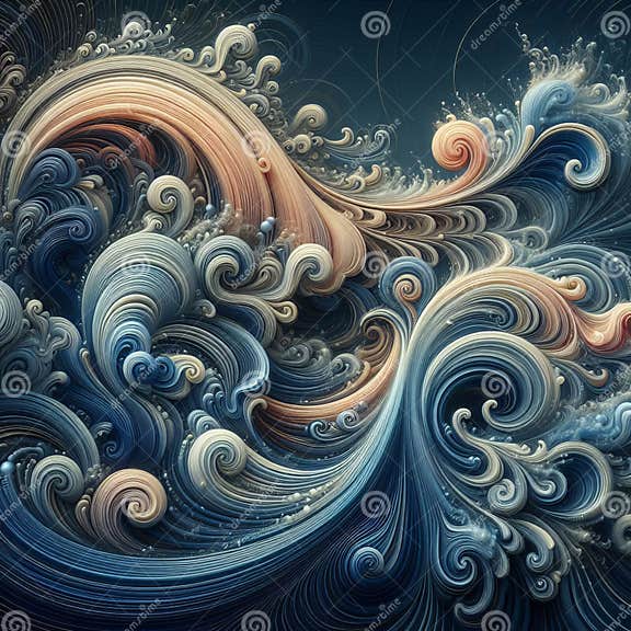 Dynamic Wave Pattern with Swirling and Cascading Shapes, Phtor Stock ...