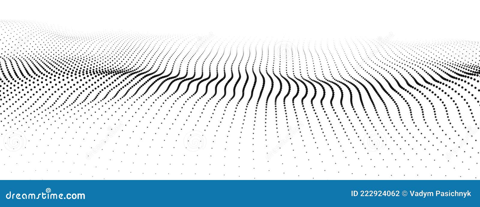 Dynamic Wave on White Background. Wave of Particles. Futuristic Point ...