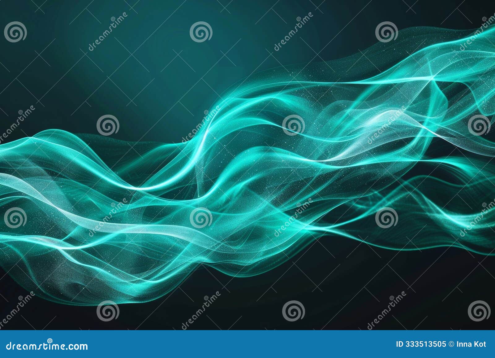 Wavy Light Abstract, Green Neon Light Wave Background Digital Light ...