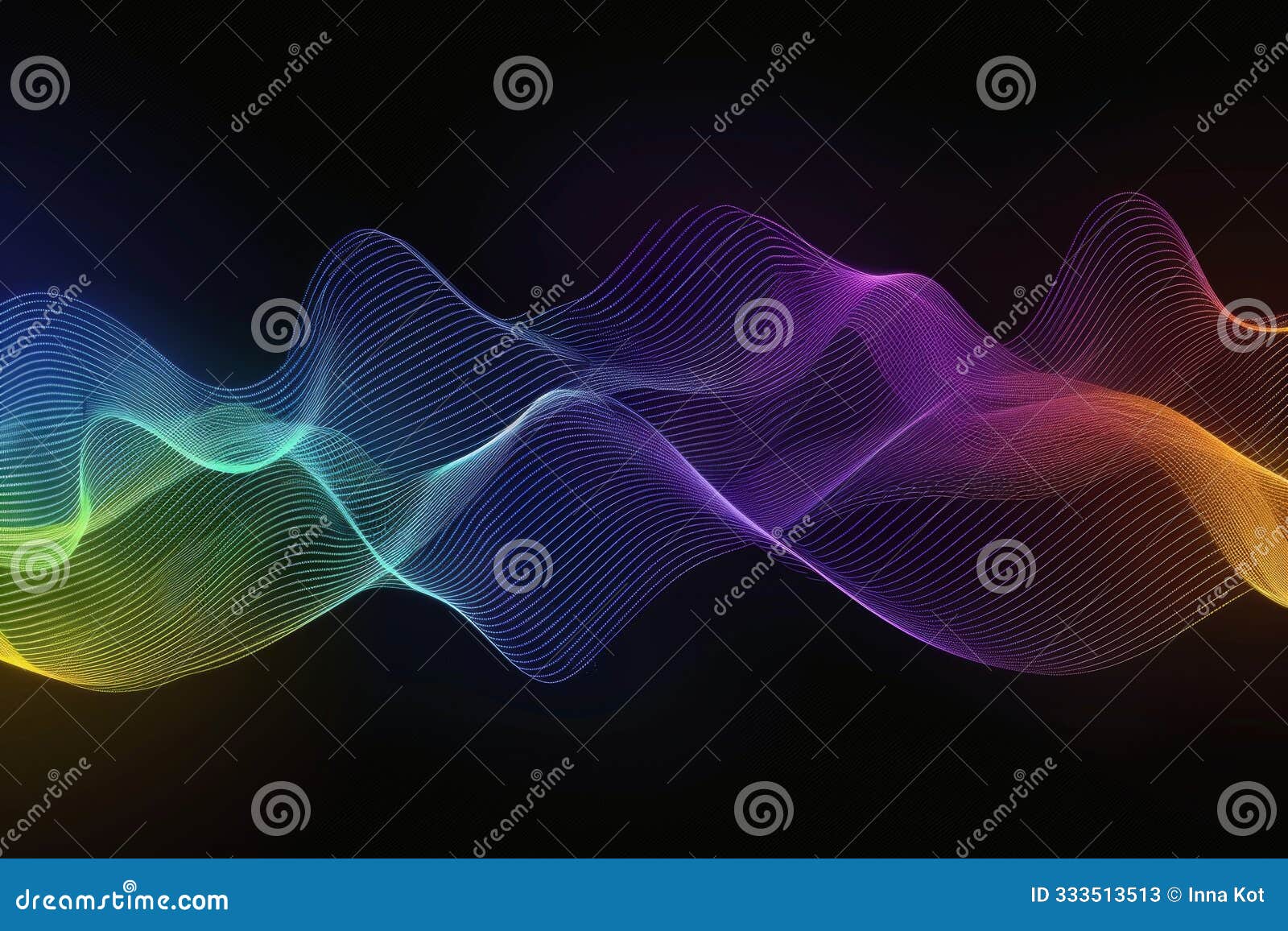 Wavy Light Abstract, Green Neon Light Wave Background Digital Light ...
