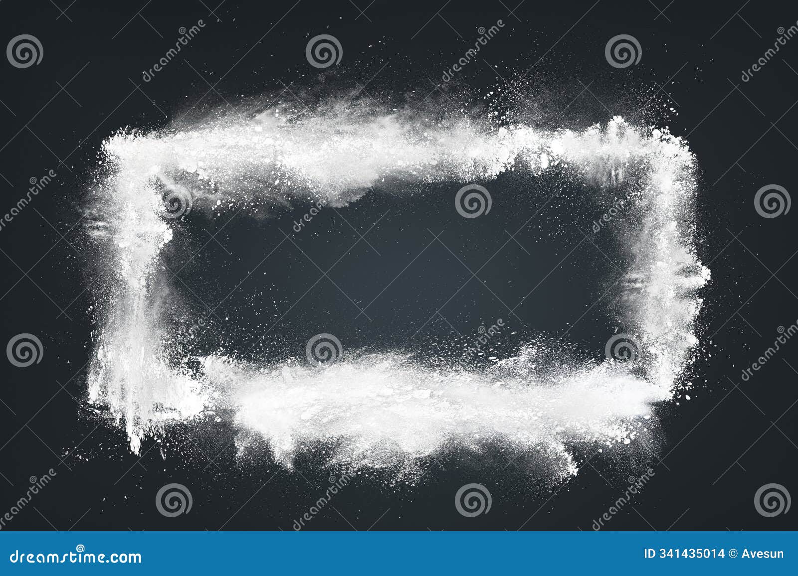 Dynamic White Powder Particles Explosion Forming Square Shape on Dark ...