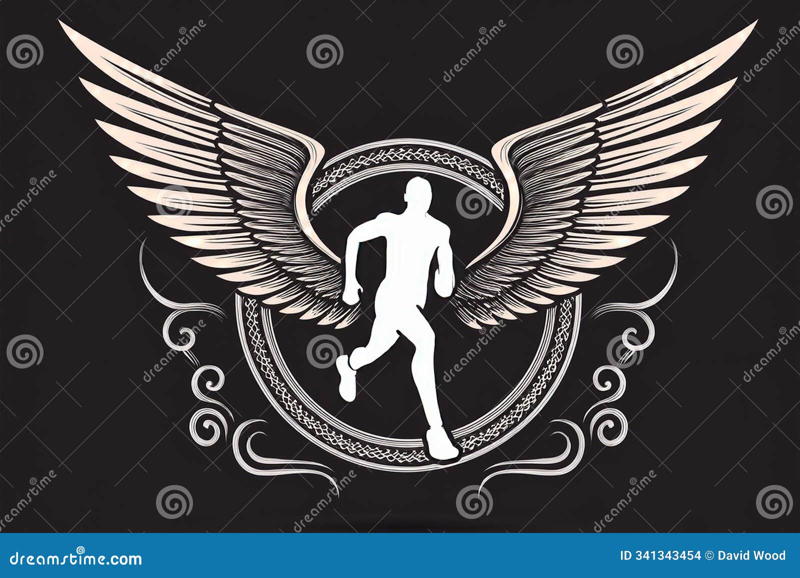 Dynamic Winged Runner Logo Design Featuring an Athletic Figure in ...