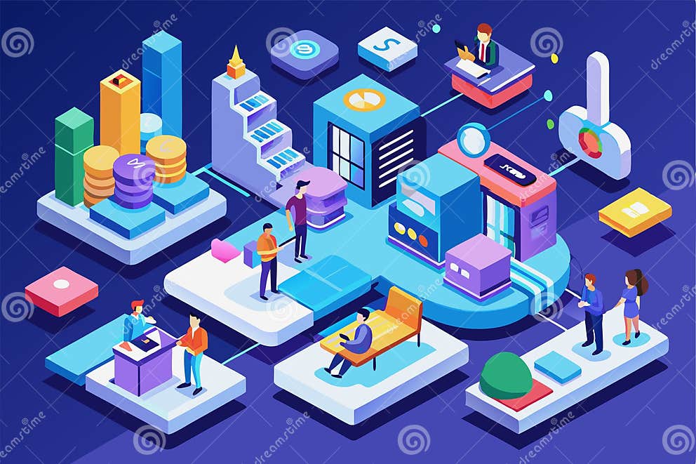 A Dynamic Workspace Features Various Characters Engaged in Activities ...