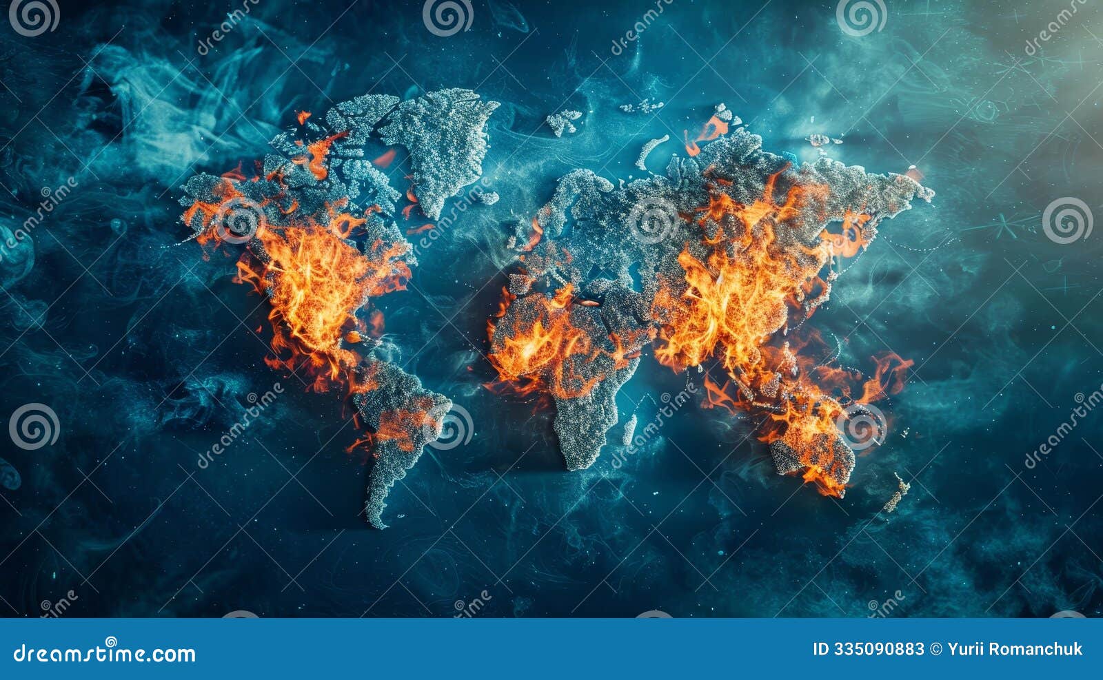 Dynamic World Map of Flames and Frost a Striking Representation of ...