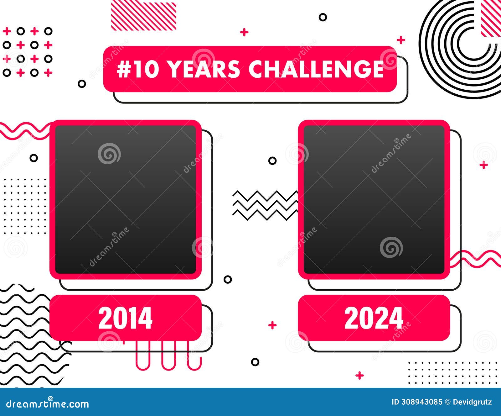 Dynamic 10 Years Challenge Concept with Pink and Black Color Scheme for ...