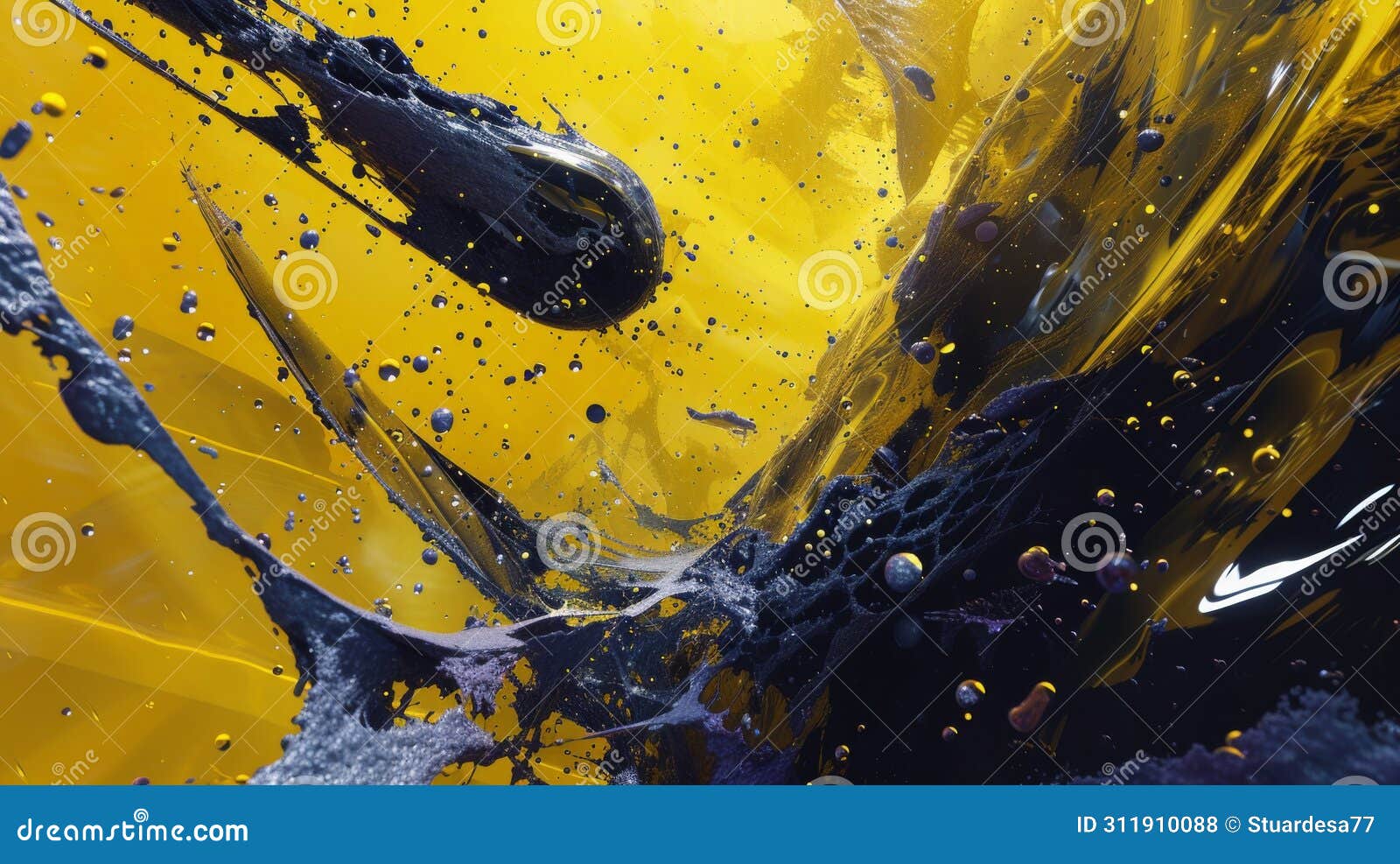 Dynamic Yellow and Black Paint Stock Photo - Image of striking, modern ...